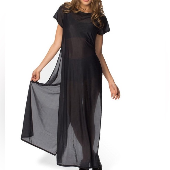Blackmilk | Dresses | Sheer Side Split Maxi Black Dress | Poshmark